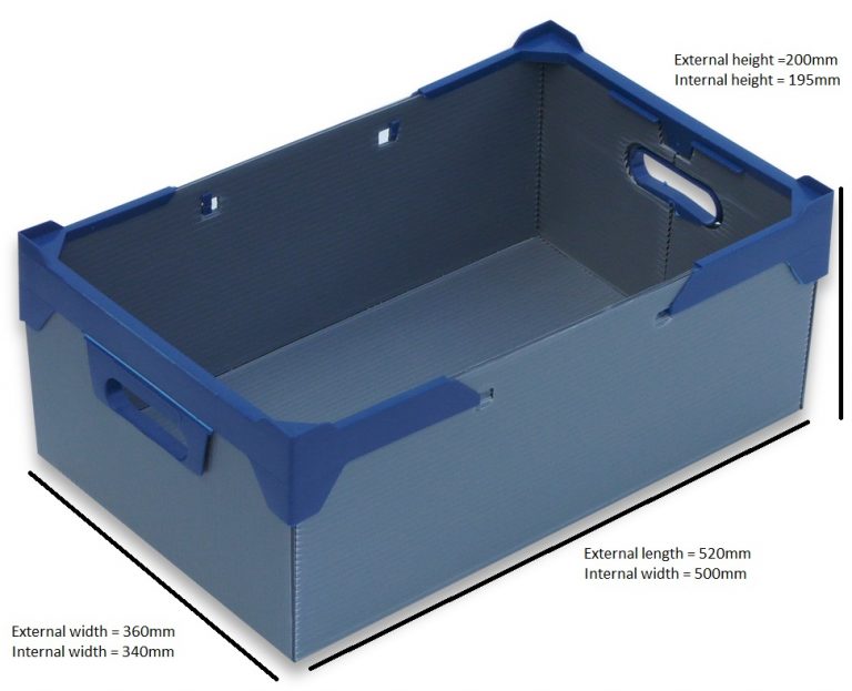Stacking Correx Plastic Storage Boxes, Med H200mm | Glassjacks