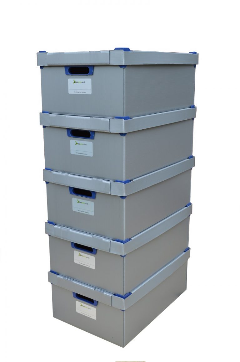 4. Medium Stacking Storage Boxes, Pack of 5, Height 195mm - Glassjacks