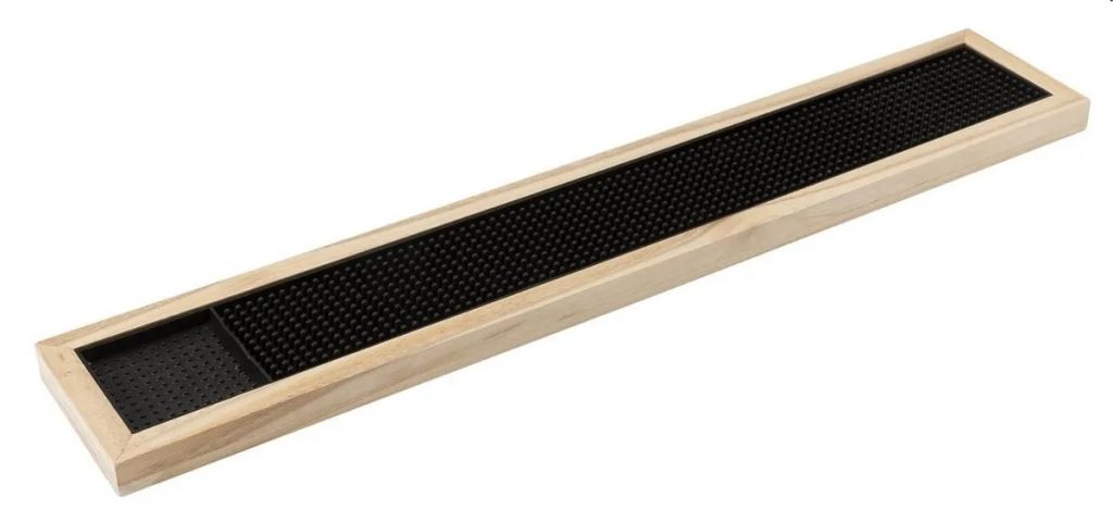 Beaumont Black Rubber Bar Mat with Wooden Frame | Glassjacks