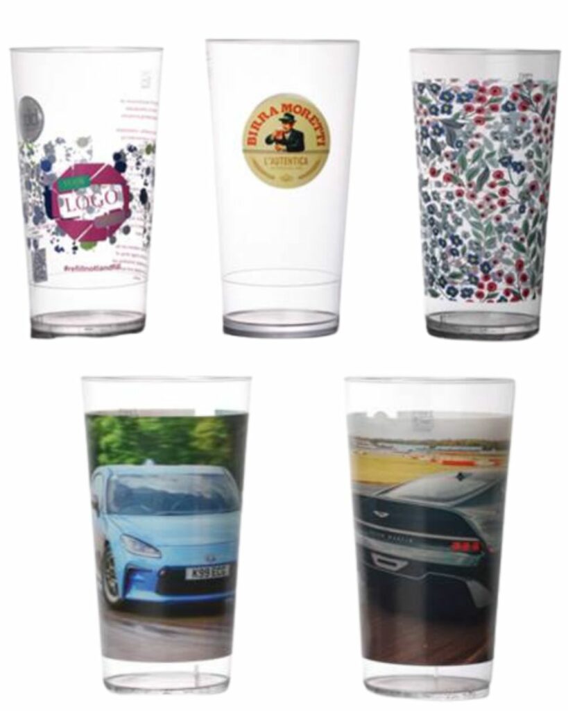 Printed Polycarbonate Plastic Festival Pint Beer Glasses, Reusable