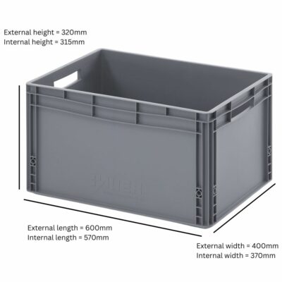 XL Large Euro Container Crate - Stackable Storage | Heavy Duty